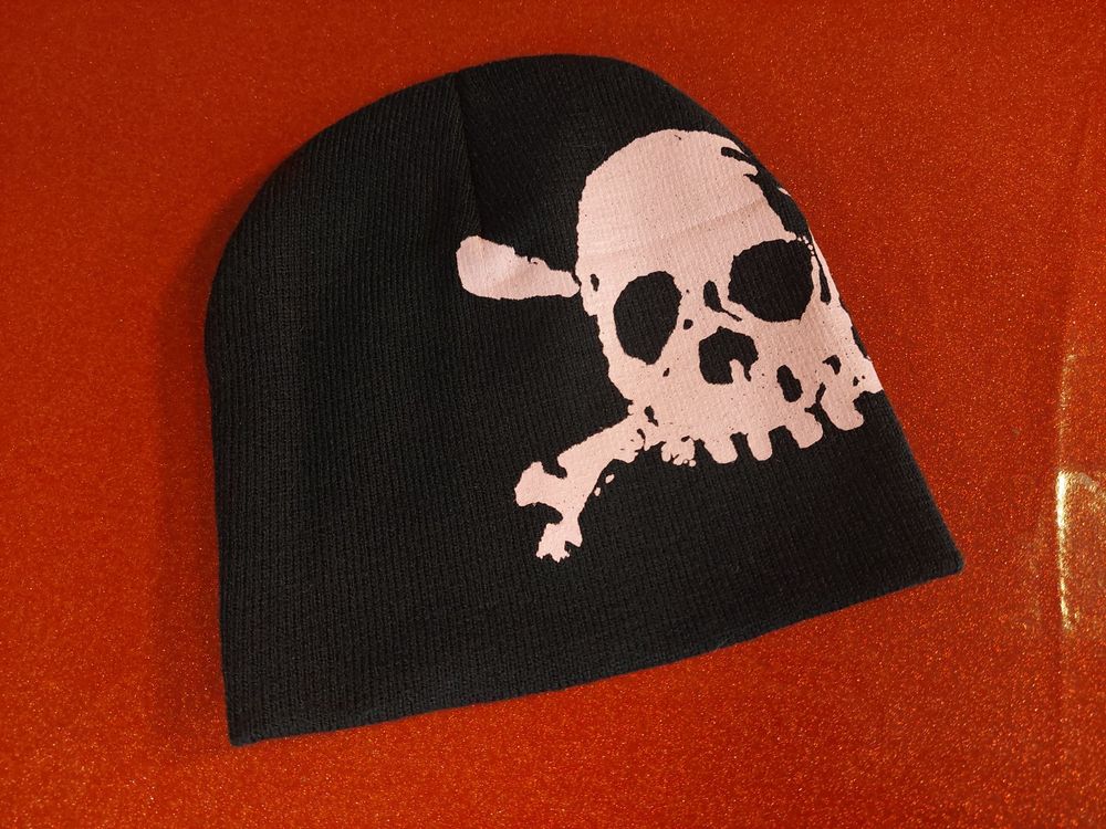 Bonnet noir avec tête de mort rose pâle goth punk | Kaufen auf Ricardo