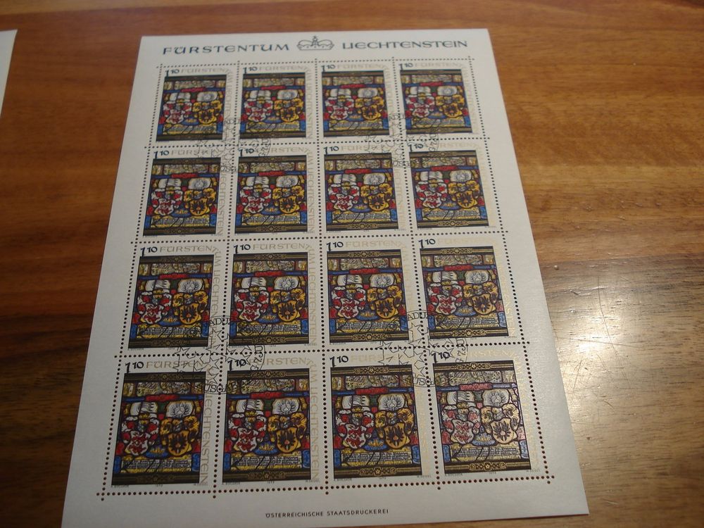 Liechtenstein 1978, Bogensatz Glasmalereien, ET-o (Gebraucht) in Niederwil AG für CHF 1.7 – mit ...