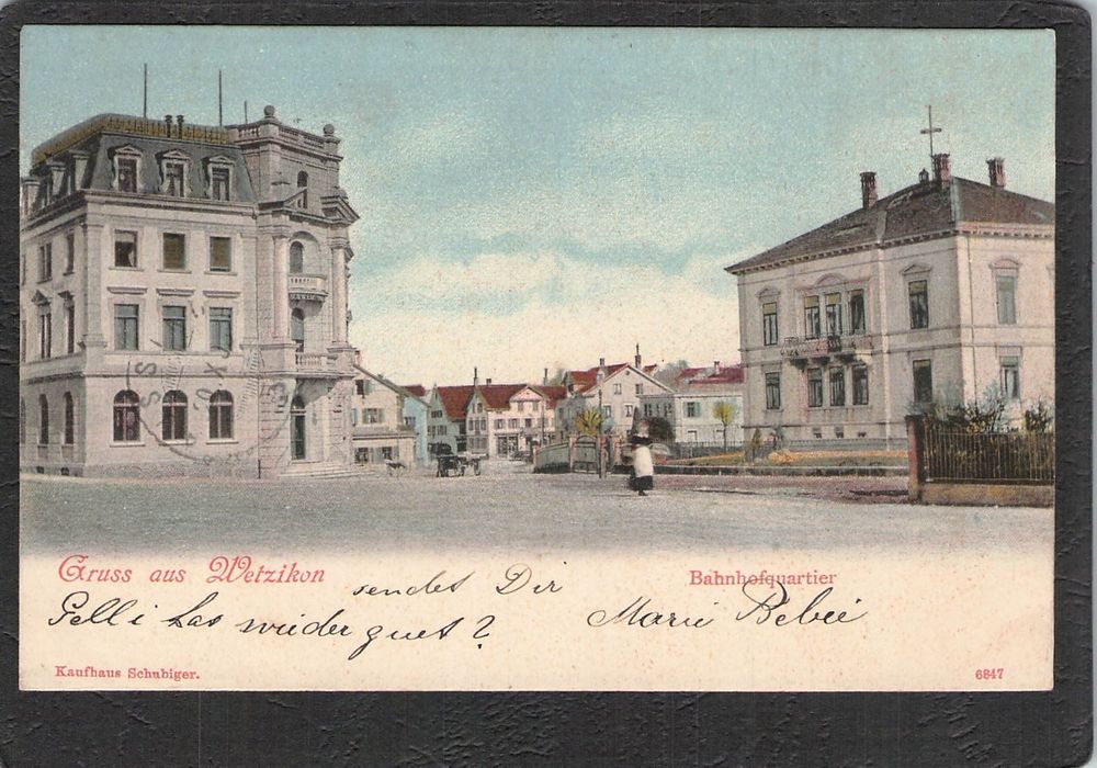 #Gruss aus Wetzikon , Bahnhofquartier , gel. 1908 (Gebraucht) in Reichenburg für CHF 19 – mit ...