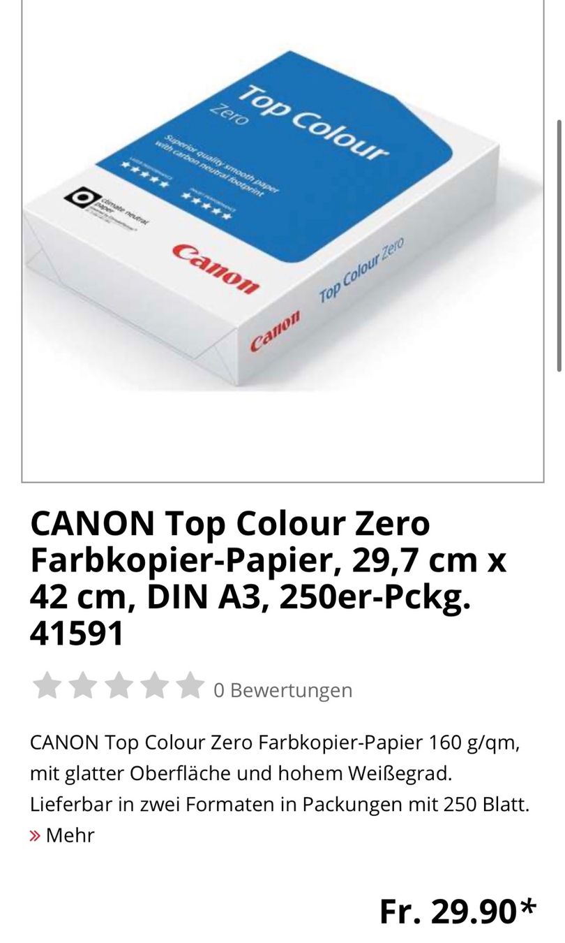 Canon Top Colour Zero A3 Papier, 500 Blatt, Neu & OVP (Neu und ...