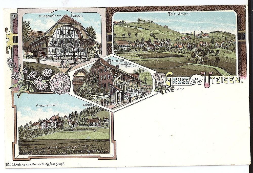 Gruss aus UTZIGEN: 4-Bild-Litho ~1900 | Kaufen auf Ricardo
