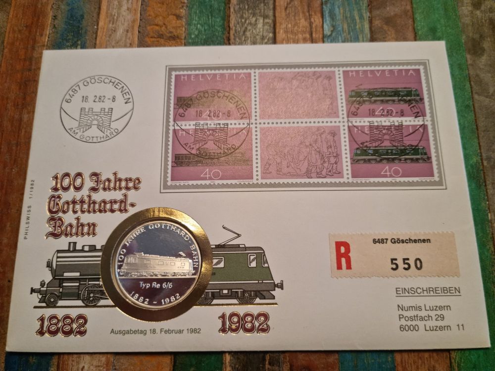 1982 Silber Münzbrief 100 Jahre Gotthard-Bahn (Gebraucht) in Arni AG für CHF 15 – mit Lieferung ...