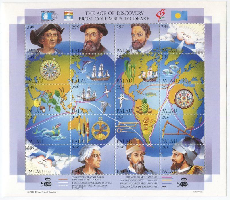Block "Schiffe. Kolumbus, Magellan, Amerigo Vespucci". Palau (Neu und ...