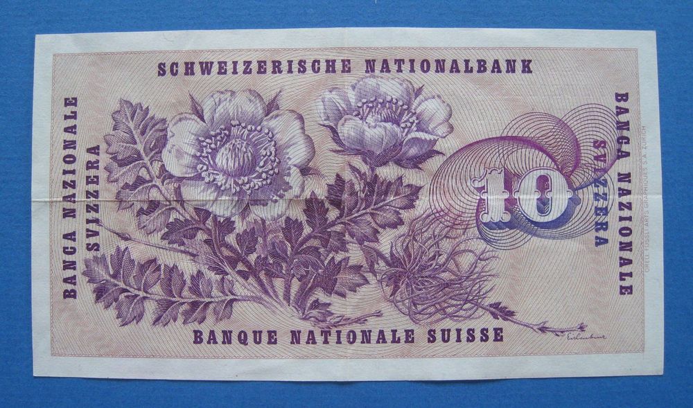 10 Franken-Note 1971, gebraucht, gefaltet (Gebraucht) in Alpnach-Dorf ...