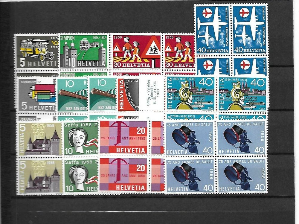 Freim. ** Viererbl. 1956 - 1958 Kat: CHF 110.- (Neu (gemäss Beschreibung)) in Basel für CHF 4 ...