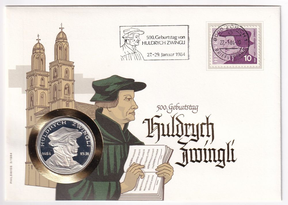 Münzbrief Huldry Zwingli 1984 (Neu (gemäss Beschreibung)) in Neuchâtel für CHF 15 – mit ...
