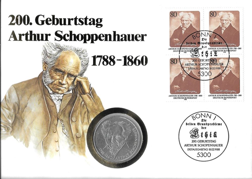Münzbrief 200.Geb. Arthur Schoppenhauer 1988 (Gebraucht) in Zürich für ...