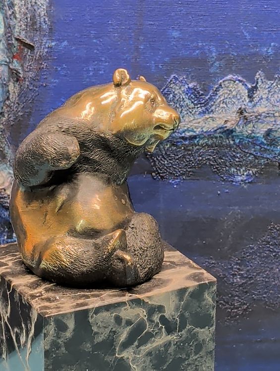 TOP PANDA BÄRENFIGUR BRONZE UND MARMOR VERGOLDETER BÄR (Gebraucht) in ...