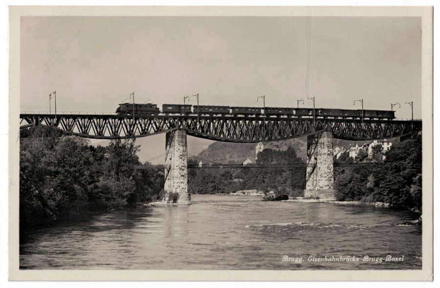 Brugg, Eisenbahnbrücke nach Basel, gelaufen 1935 (Gebraucht) in ...
