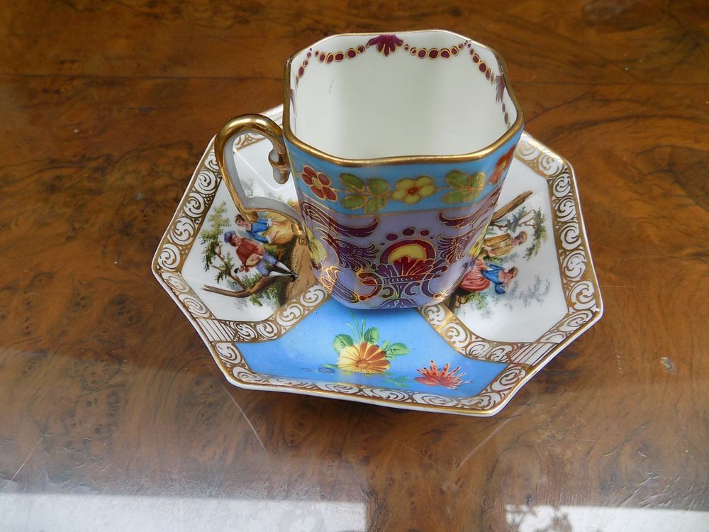 Antique tasse et sous-tasse en porcelaine Carl Thieme | Acheter sur Ricardo