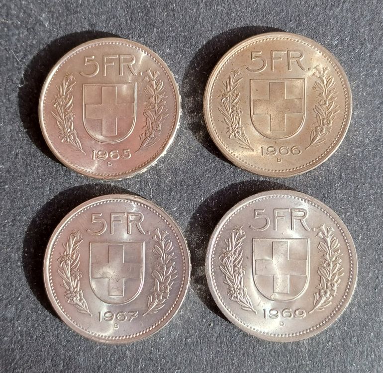 4 Schweizer Silbermünzen, je 5 Franken (Gebraucht) in Zürich für CHF 38 – mit Lieferung auf ...