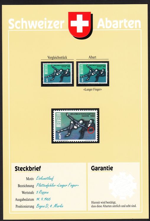 Schweizer Abarten mit Garantie / Plattenfehler Langer Finger (Neu und originalverpackt) in ...