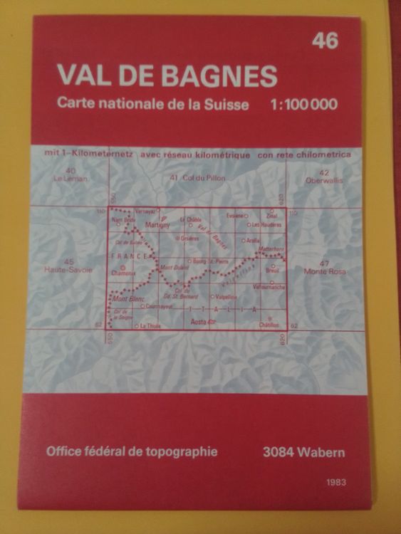 Landkarte der Schweiz Val de Bagnes mit Kilometernetz | Kaufen auf Ricardo