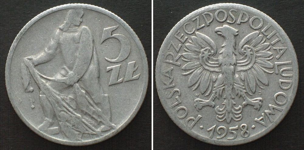 POLEN 5 Zlotych 1958 Fischer, Alu, SELTEN! | Kaufen auf Ricardo