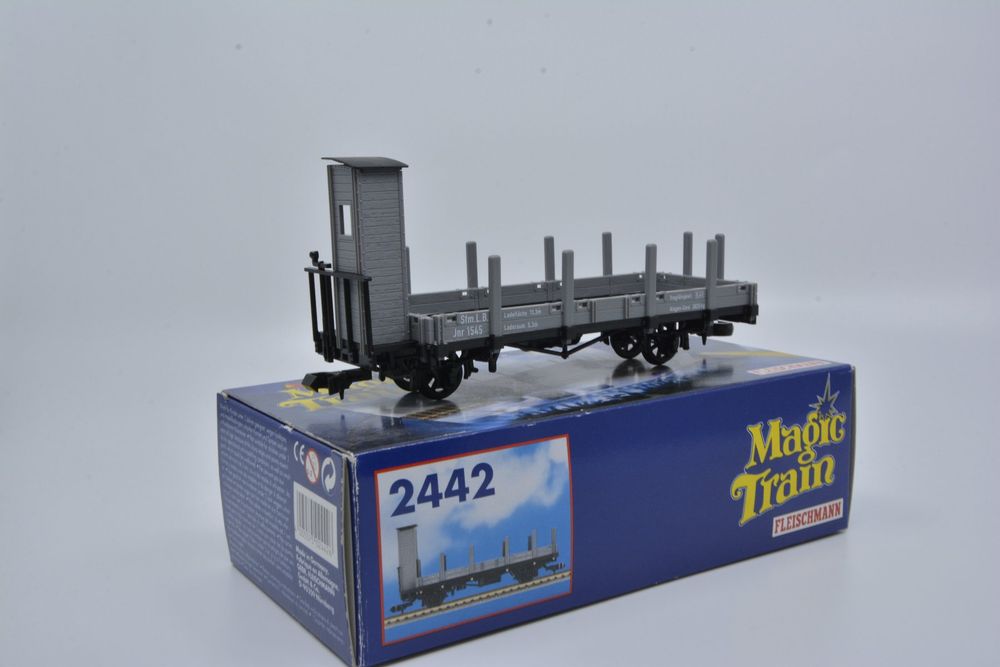 On30/0e Fleischmann Magic Train Flachwagen grau Stm L.B (Neu (gemäss ...
