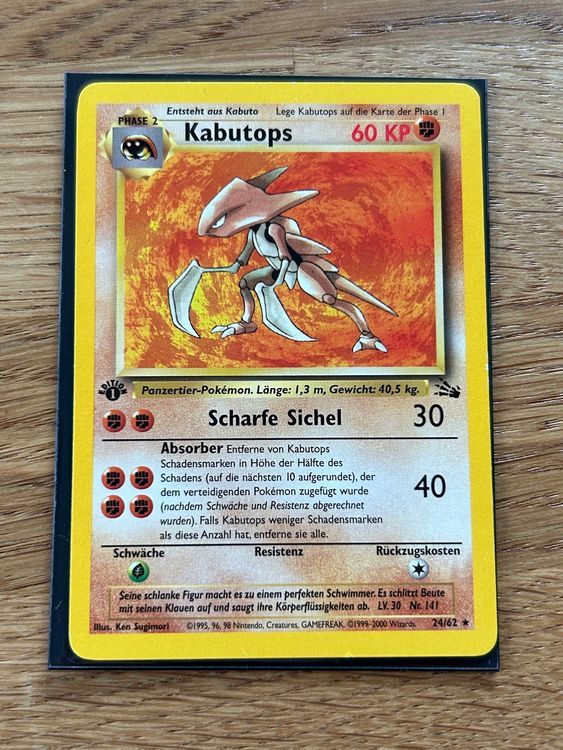 *1st Edition Kabutops 24/62 Fossil Set Pokémon | Kaufen auf Ricardo