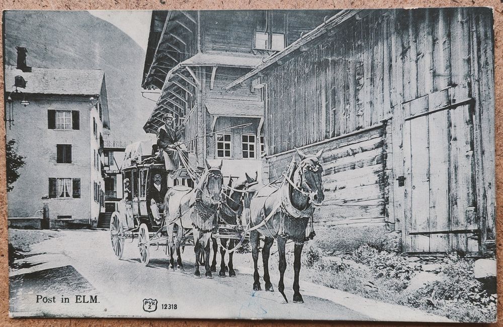 Post in Elm, Pferdekutsche 1905; nach Turgi; PVK Z 12318 | Kaufen auf ...