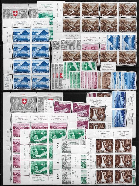 Konvolut 1952-54 Pro Patria ** verschied. Einheiten ab 1.- (Neu (gemäss Beschreibung)) in Zürich ...