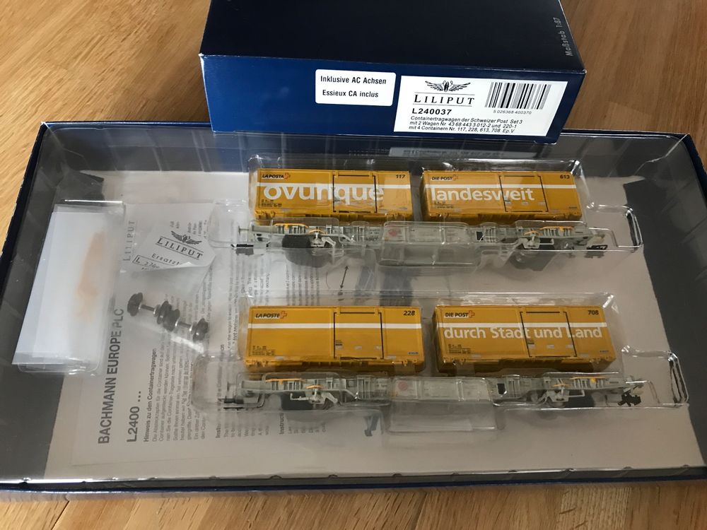 Liliput L240037 Containertragwagen Schweizer Post Set 3 (Neu und ...