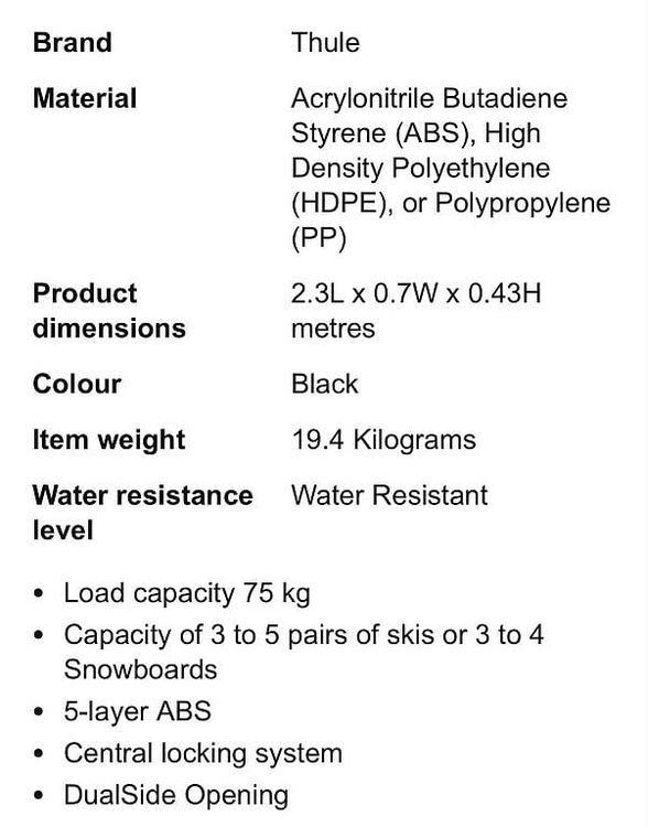 Grosse Thule Force XT Alpine Roof Box 420L (Gebraucht) in Amsteg für ...