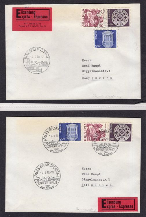 R1252 / 2 FDC art et métiers 1978 papier blanc (Gebraucht) in Ste-Croix für CHF 10 – mit ...