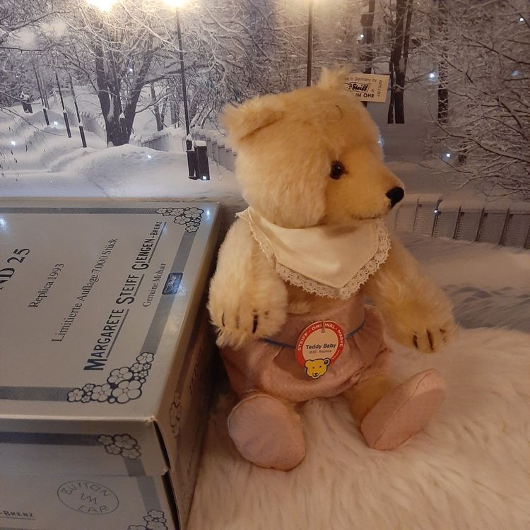 TEDDY BABY STEIFF BUB 1930 REPLICA 1993 IN OVP & ZERTIFIKAT (Neu und ...