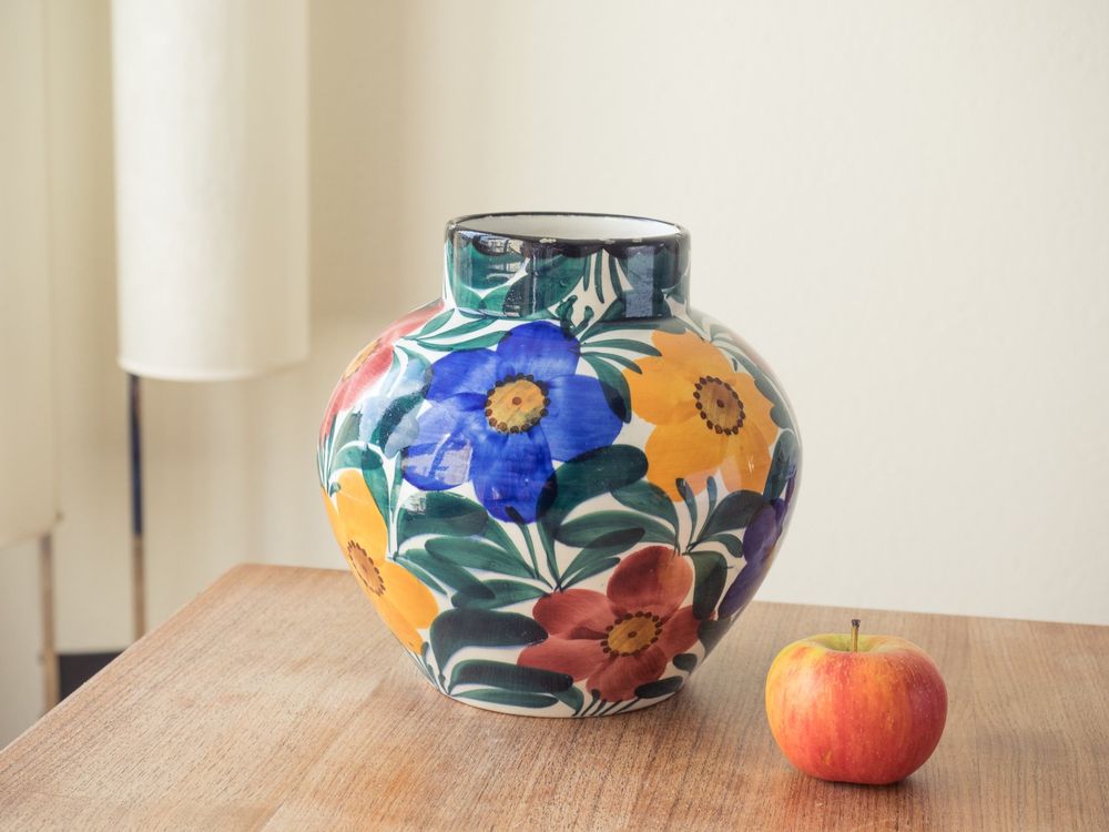 grosse Schramberg-Vase handgemalt 1955 floral Blumen SMF | Kaufen auf ...