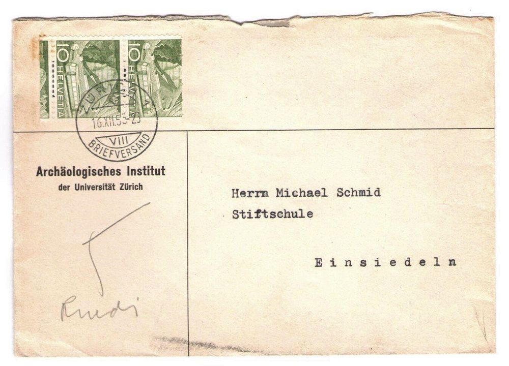 Brief m. Rollenmarken im Bild getrennt Zürich - Einsiedeln (Gebraucht ...