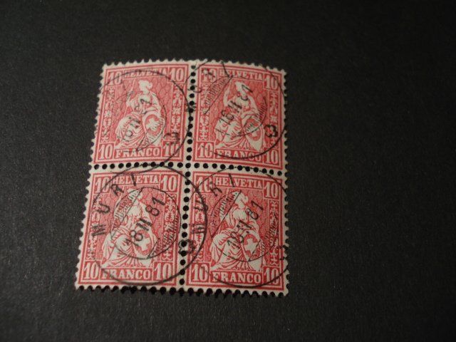 4erblock sitzende Helvetia, 10 Rp, sauber o, Muri 18.II.81 (Gebraucht) in Niederwil AG für CHF 9 ...
