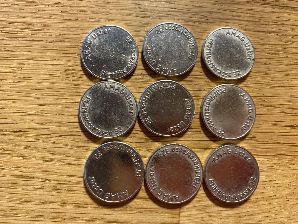 9 Jetons AMAG Uster (Gebraucht) in Vilters für CHF 4 – mit Lieferung auf Ricardo kaufen