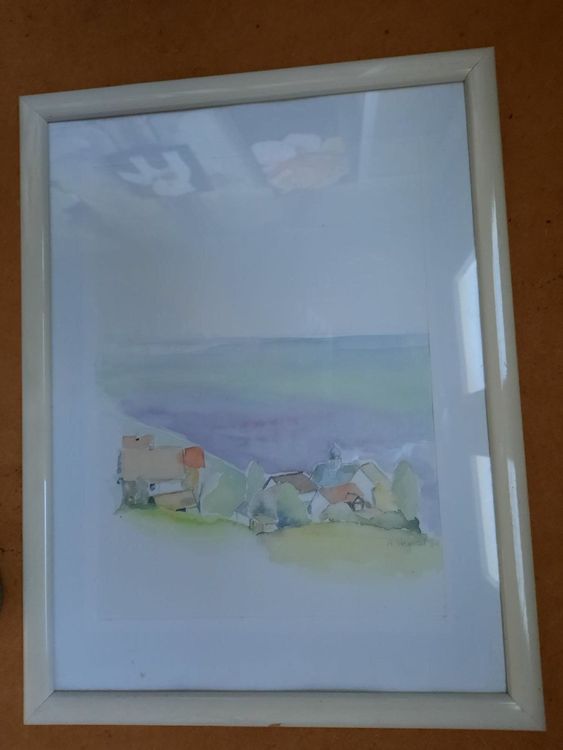 Aquarell Dorf Original Malerei Wandbild | Kaufen auf Ricardo