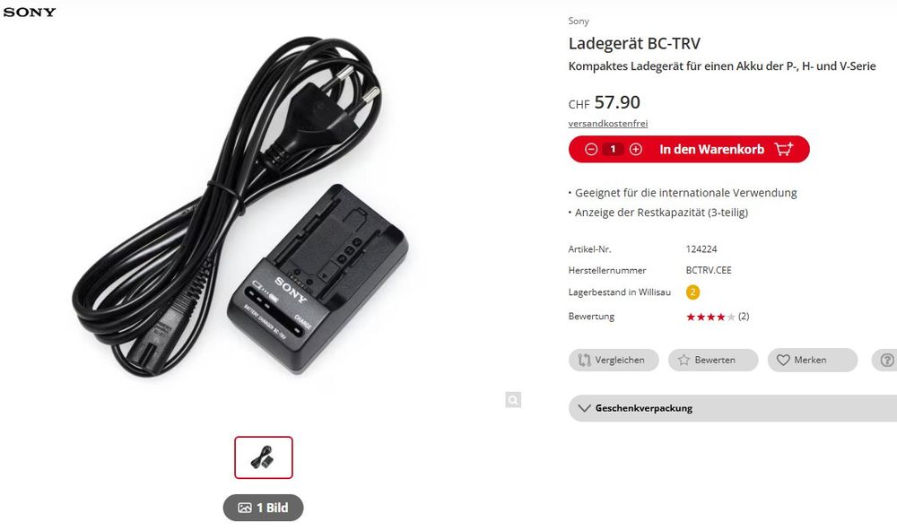 Sony BC-TRV (Neu (gemäss Beschreibung)) in Niederlenz für CHF 24 – mit Lieferung auf Ricardo kaufen