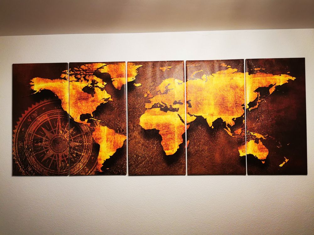 Wandbild Weltkarte Leinwand 5teilig | Kaufen auf Ricardo