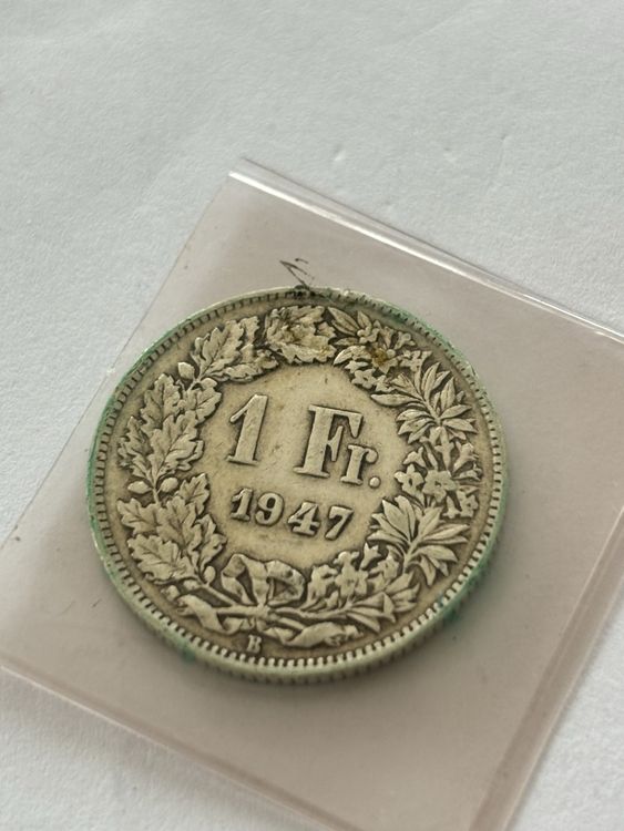 Seltene Silbermünze 1 Franken Helvetia 1947 Schweiz (Gebraucht) in Langnau am Albis für CHF 3.5 ...