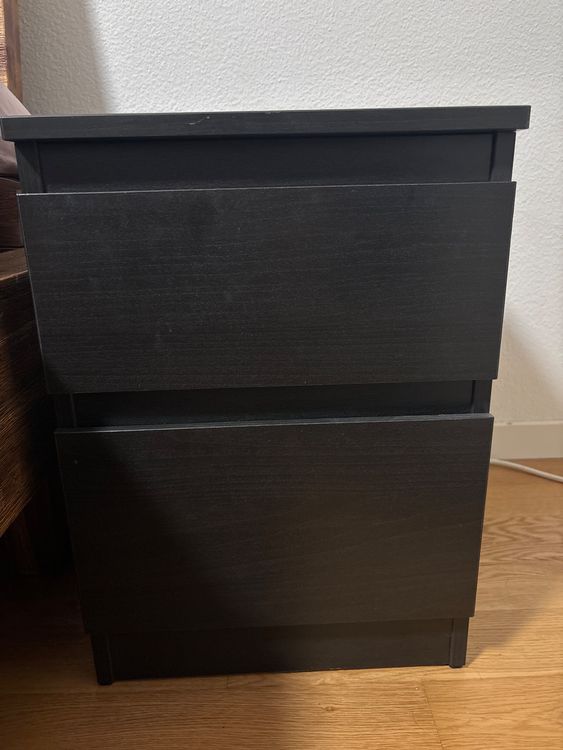 Ikea Malm Nachttisch Schwarz mit 2 Schubladen (Gebraucht) in Münchenstein für CHF 20 – nur ...