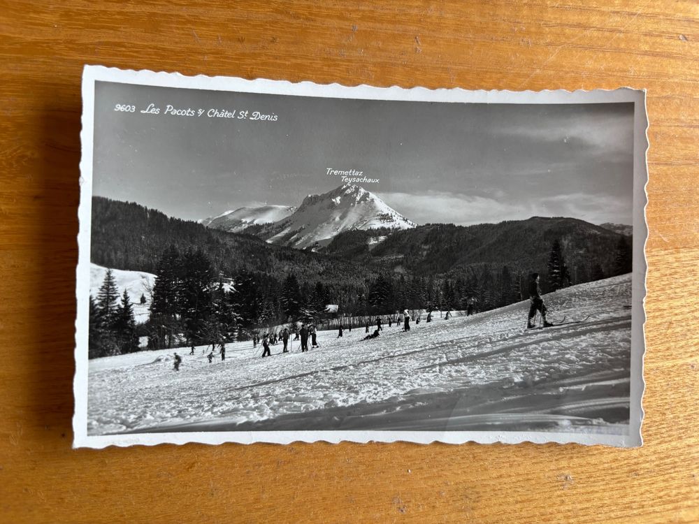 Ancienne carte postale ski aux Paccots / Châtel-St-Denis (D'occasion) à ...