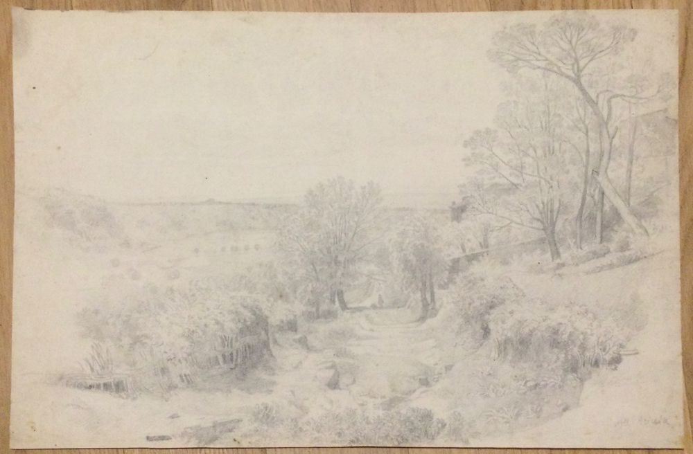 Antike Landschaft Zeichnung Unleserlich Signiert | Kaufen auf Ricardo