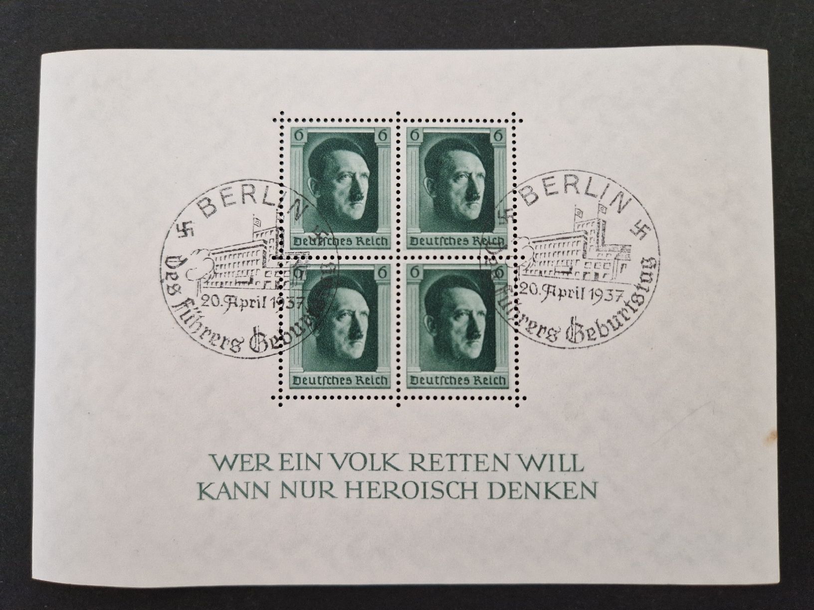 Deutsches Reich Briefmarken Adolf Hitler Block 7 1937 (Gebraucht) in St ...