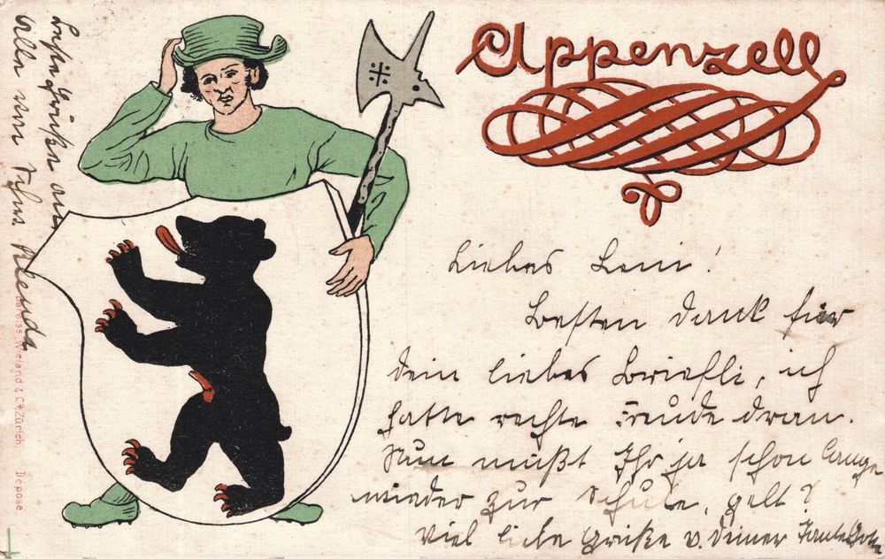 Appenzell, Bauer mit Hellebarde und Kantonswappen (Gebraucht) in Bronschhofen für CHF 10 – mit ...