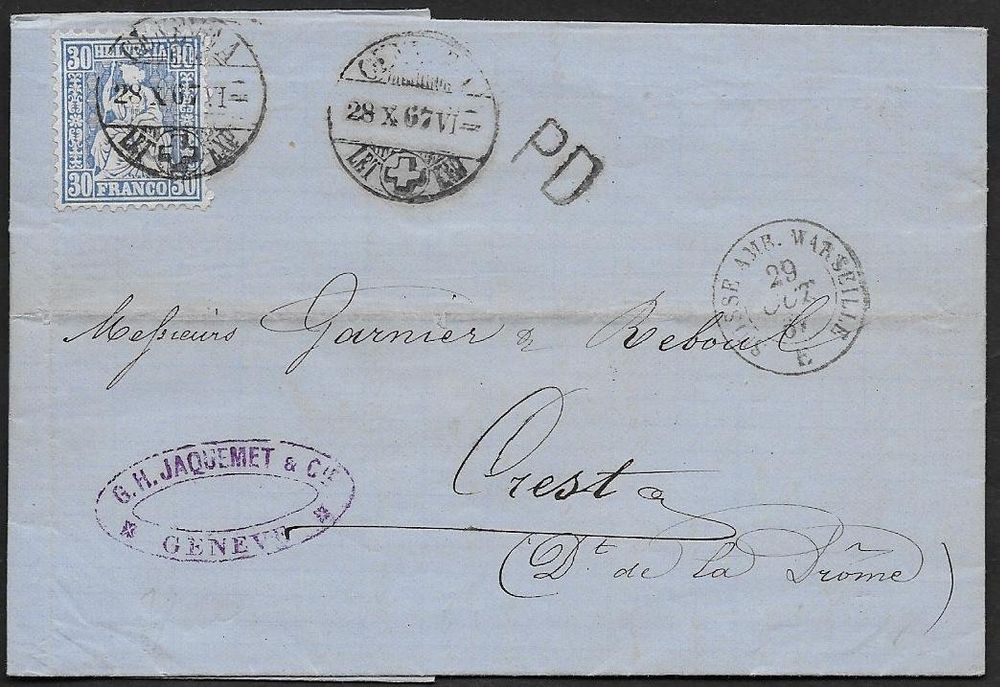 1873 PD Brief Genève nach BREST F Nr. 41 interessant ab 1.- (Gebraucht ...