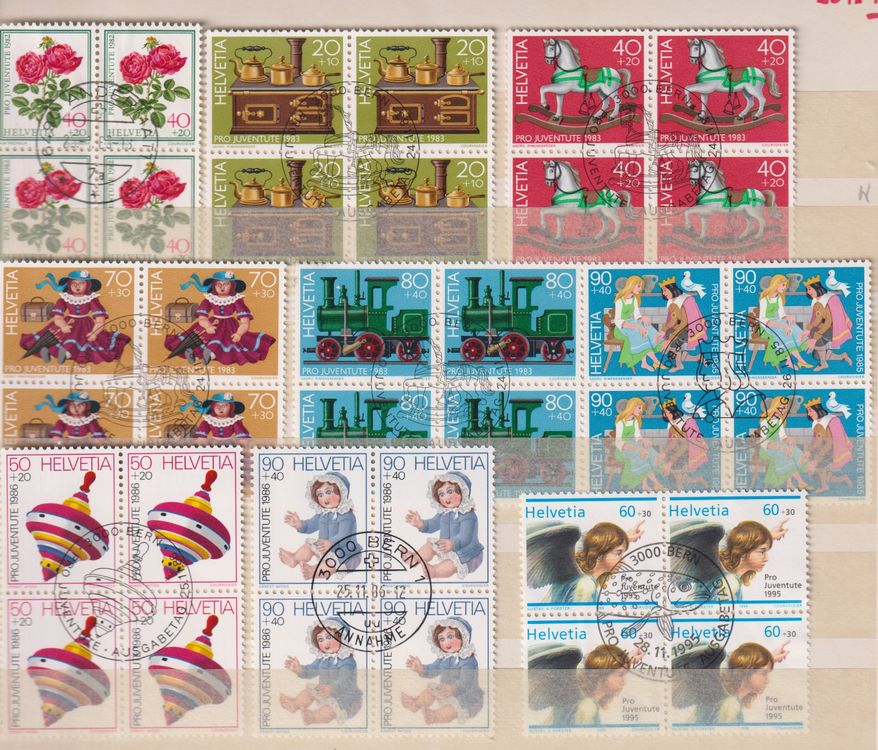 PJ 4-er-Blocks. 49 versch. ETS od. zentr. Rundstempel (2) (Gebraucht ...