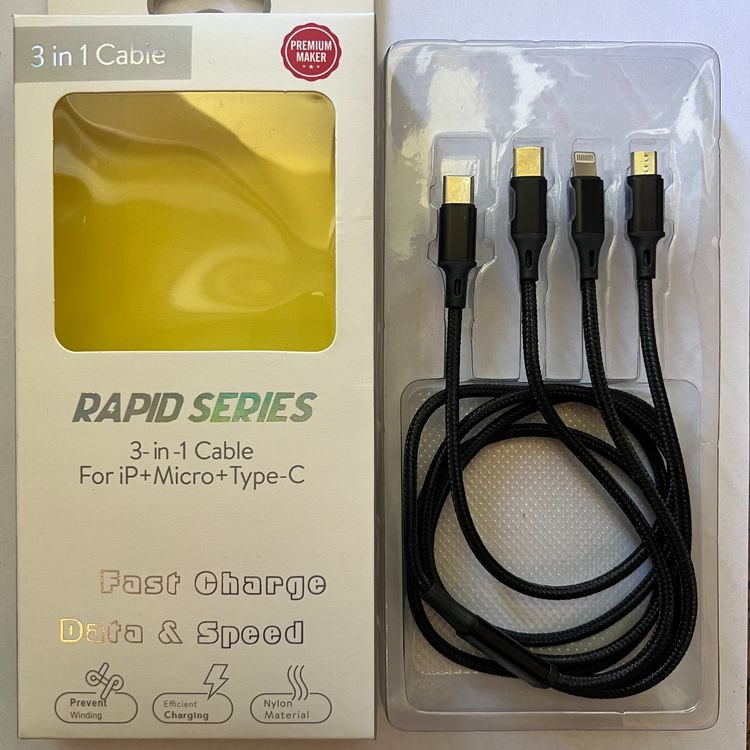 Ladekabel 3in1 USB C auf Micro USB / Lightning / USB C | Kaufen auf Ricardo
