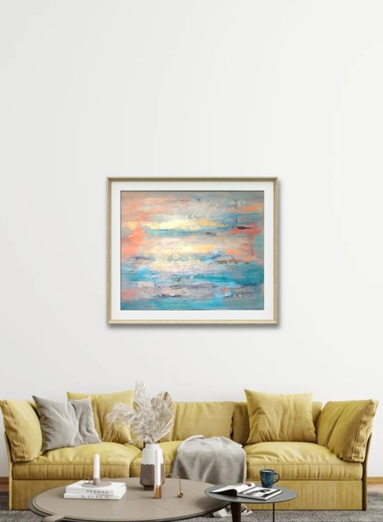 Acrylbild Abstrakt mit Türkis und Gold 50 x 60 cm (Neu und originalverpackt) in Beinwil am See ...