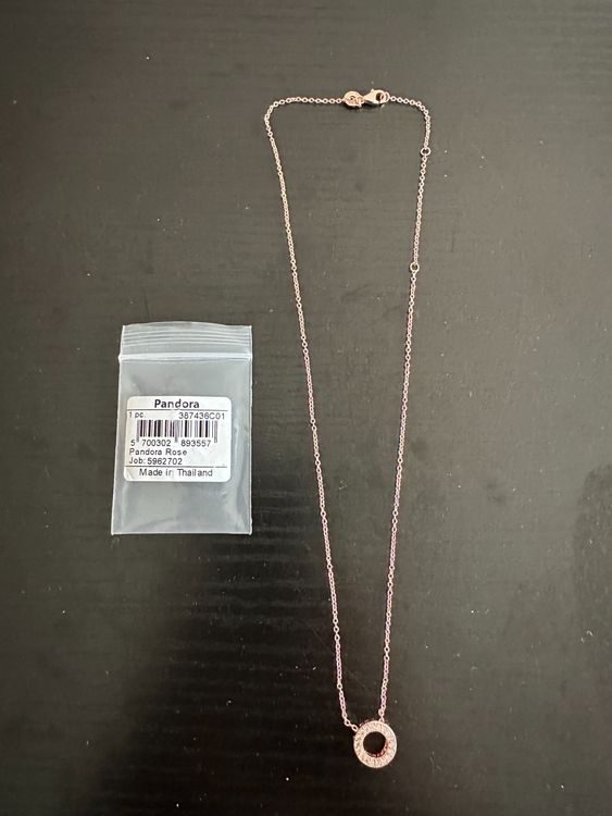 NEU Pandora Rose Signature Pandora Logo Pavé-Kreis Halskette | Kaufen ...