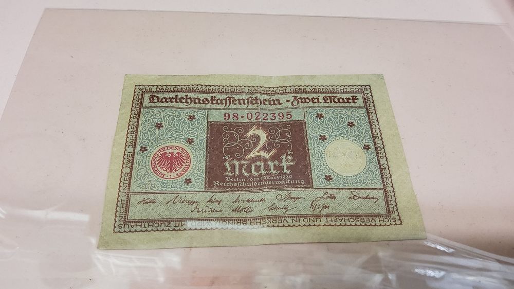 Darlehnsschein Zwei Mark 1920 Sammlerstück (Gebraucht) in Herisau für ...
