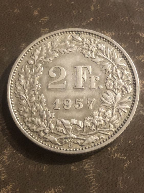 Silbermünze 2 Franken Helvetia 1957 Jahrgang B | Kaufen auf Ricardo