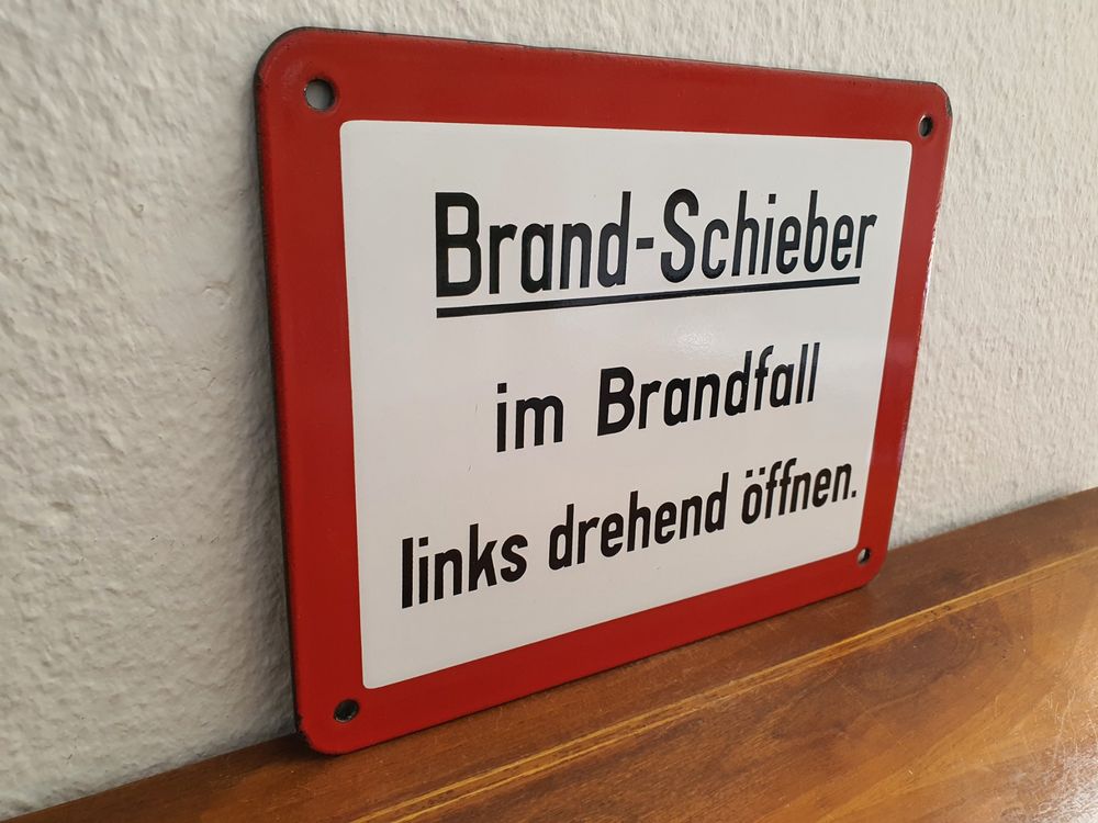 Emailschild Brand Schieber Brandfall Emaille Schild Fabrik (Neu (gemäss ...