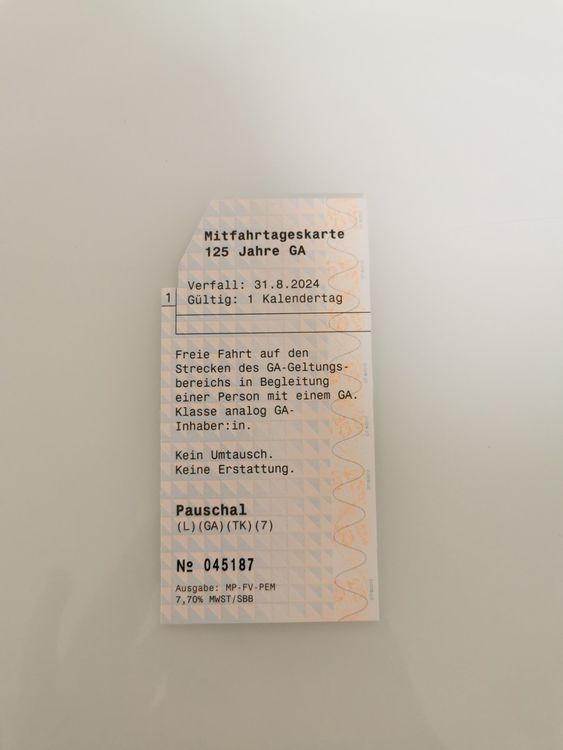 GA Mitfahrtageskarte SBB (Neu (gemäss Beschreibung)) in Baar für CHF 62 ...