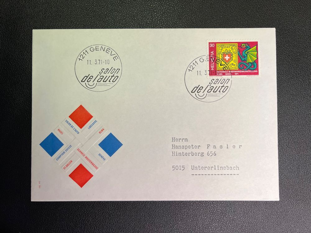 salon de l'auto Genève 1971 Sonderstempel auf adr. Brief (Gebraucht) in ...