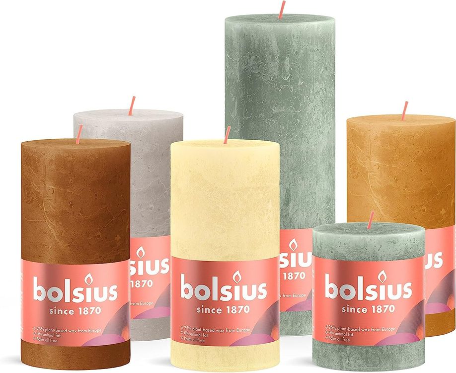 Bolsius Rustik Stumpenkerzen - Geschenk Set 6 Stück (Neu und ...